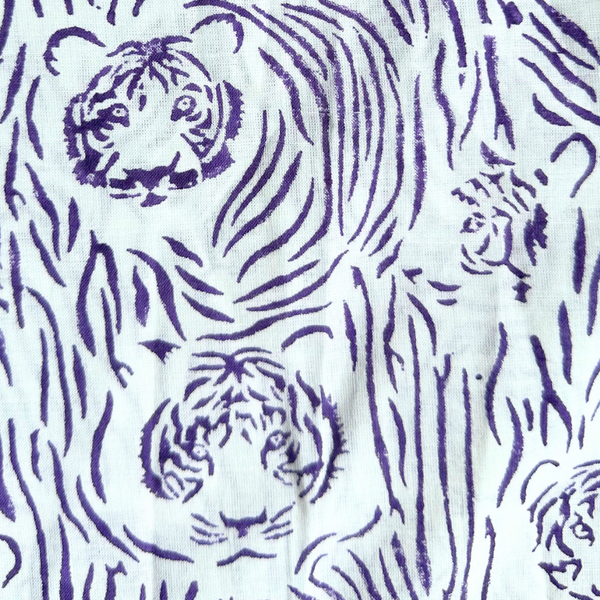 Short Pajama Sets - Purple Tiger Stripe - Tiger Tales NYC